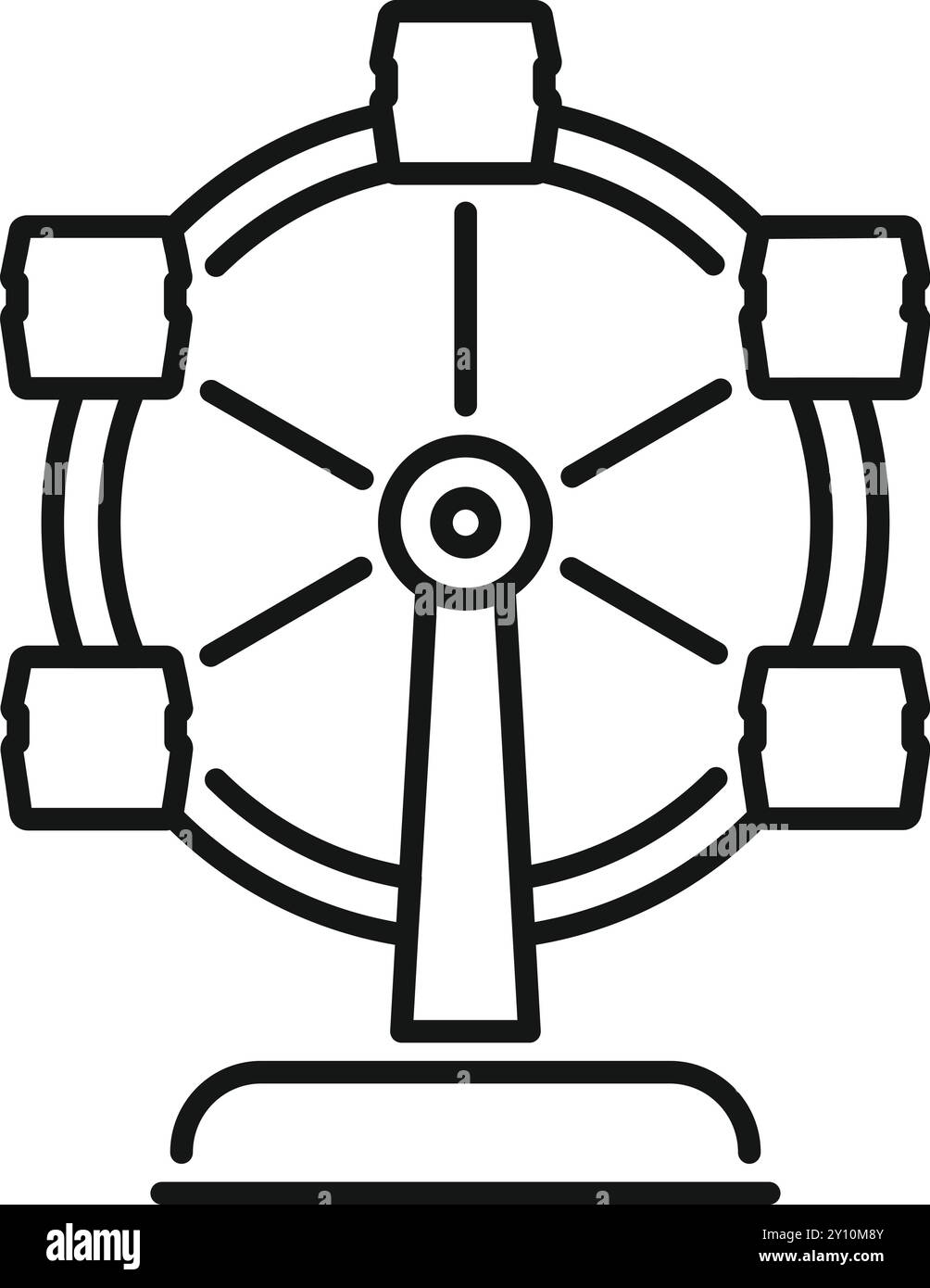 Simple line drawing of a ferris wheel rotating at an amusement park ...