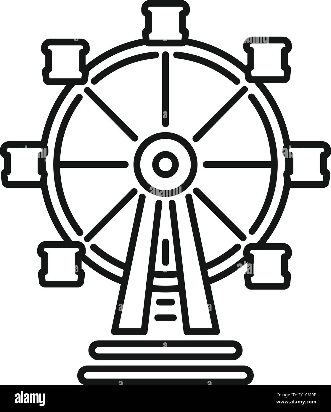 Line art icon of a ferris wheel rotating in an amusement park Stock ...