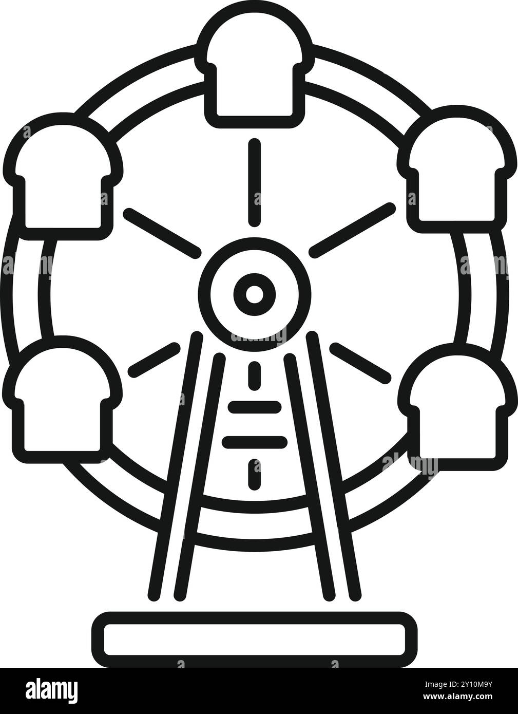 Minimalist line drawing of a ferris wheel standing still at an ...