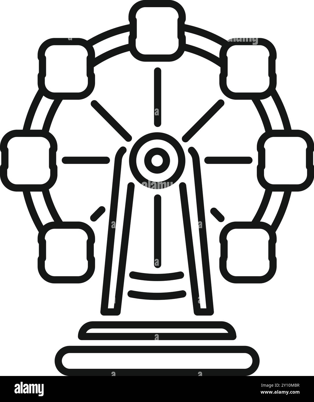 Simple line drawing of a ferris wheel spinning at a carnival or ...
