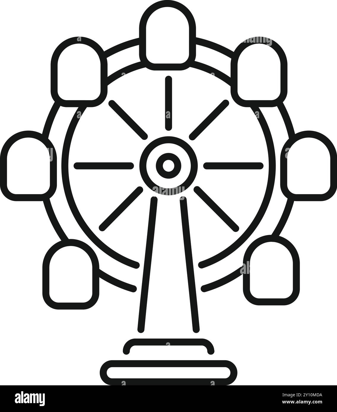 Simple line drawing of a ferris wheel rotating at an amusement park ...