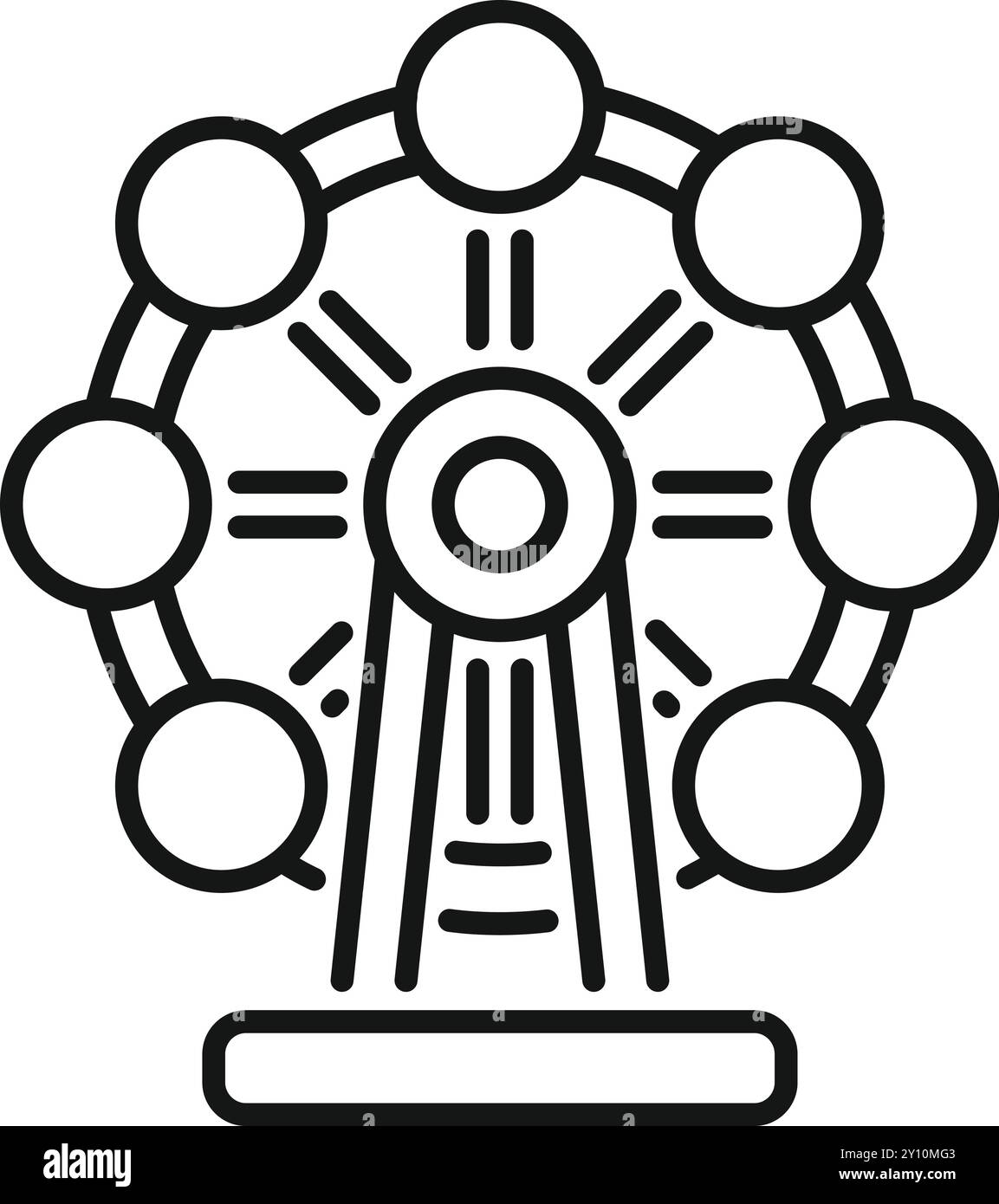 Simple line art icon of a ferris wheel rotating at an amusement park ...