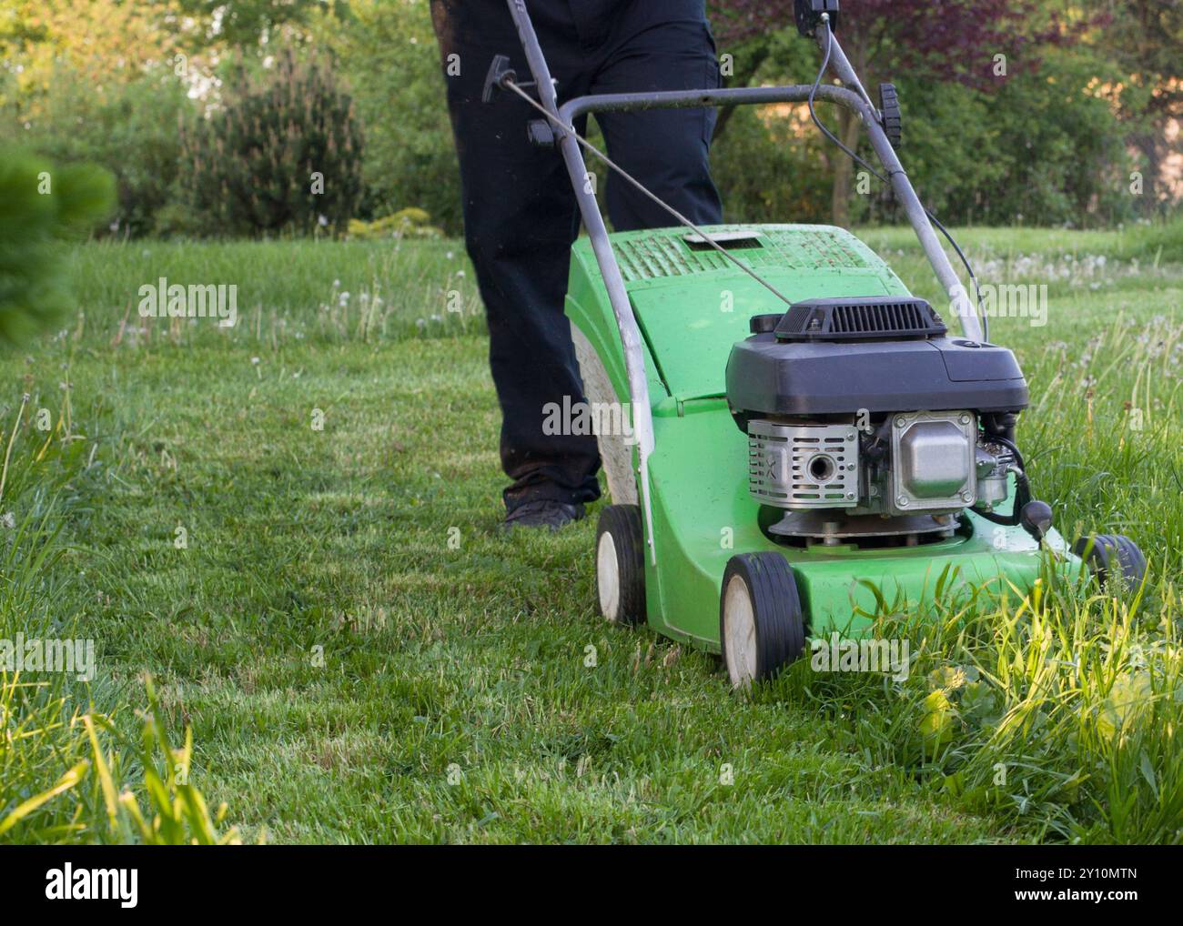 Man mowing lawn manual mower hi-res stock photography and images - Alamy