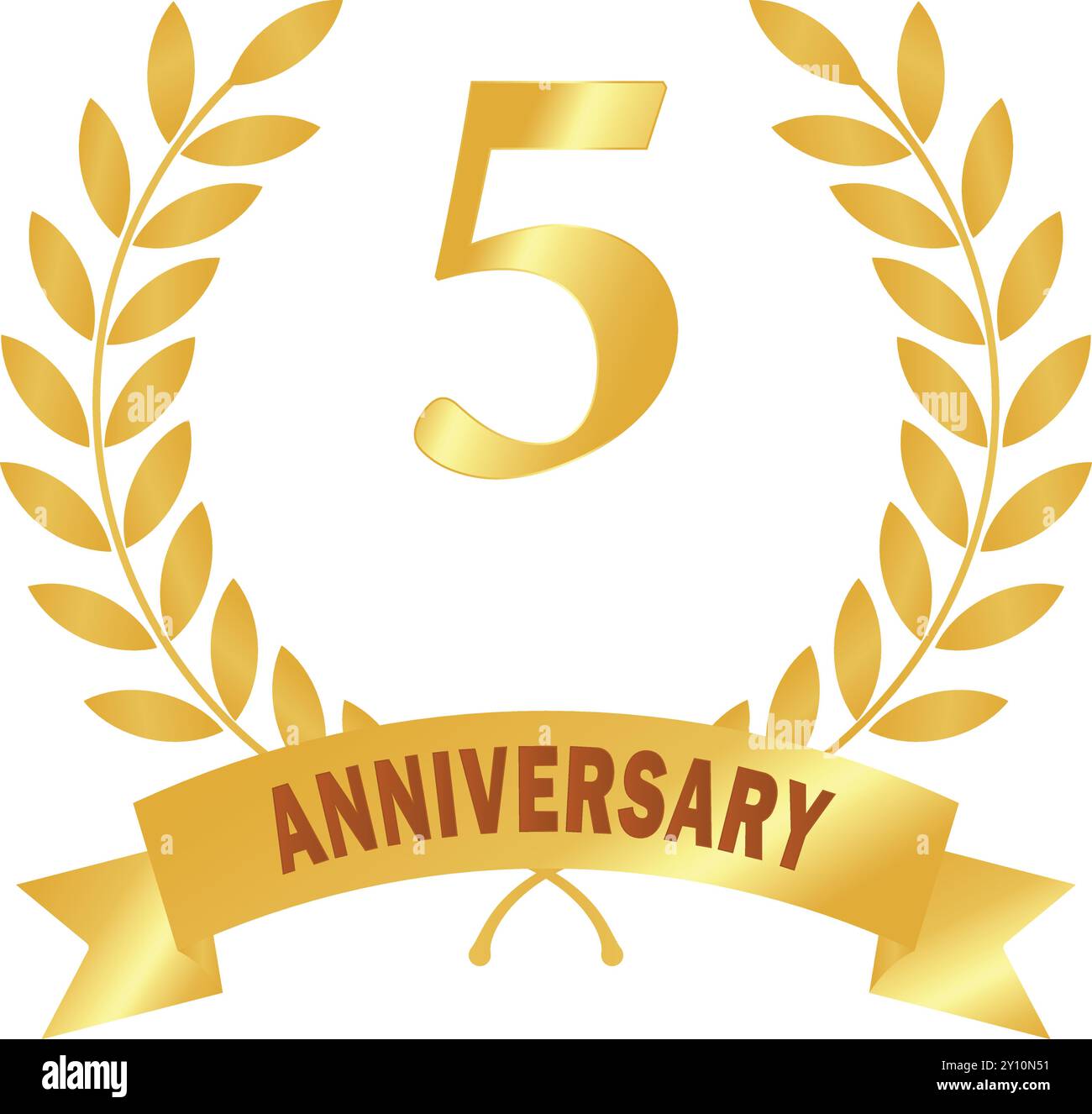 5 years anniversary, Golden Leaves, Golden rank, Golden circular laurel ...