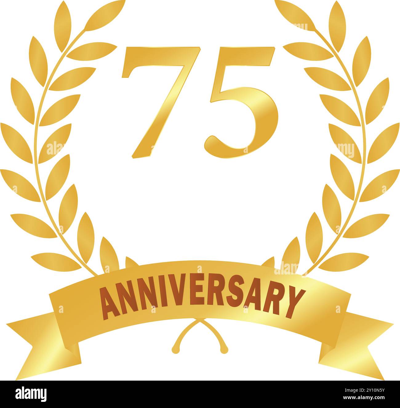 75 years anniversary, Golden Leaves, Golden rank, Golden circular laurel foliate, anniversary ...