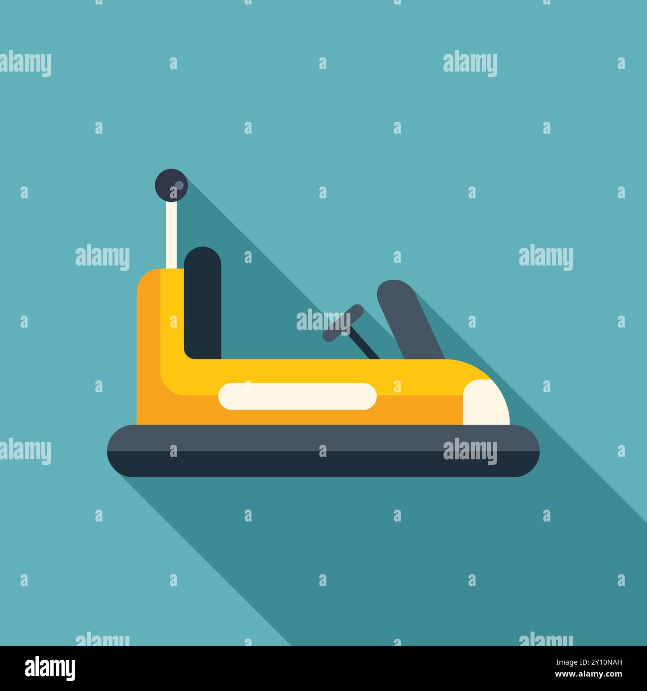 Minimalist vector illustration of a yellow bumper car, ideal for ...