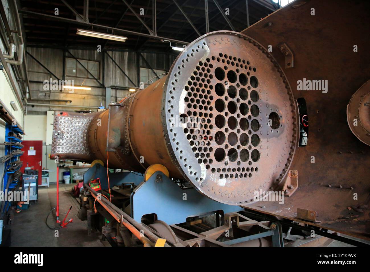 Steam locomotive boiler being refurbished in Rottweil by the ...