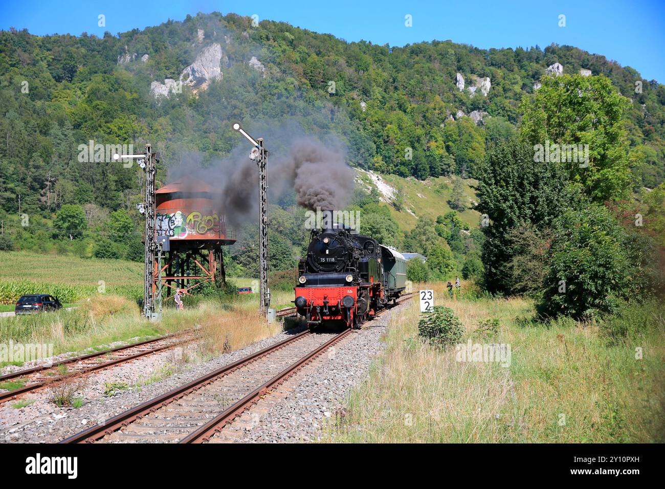 Steam train in the Danube Valley Nature Park Stock Photo - Alamy