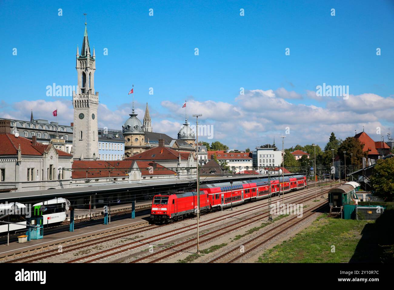 A regional express on the Black Forest Railway at Constance station ...