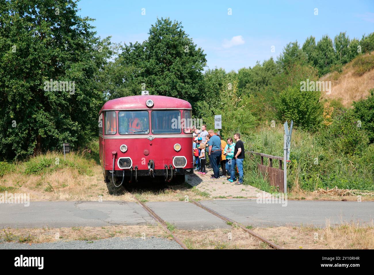 Kalibahn Riedel with rail bus Stock Photo - Alamy