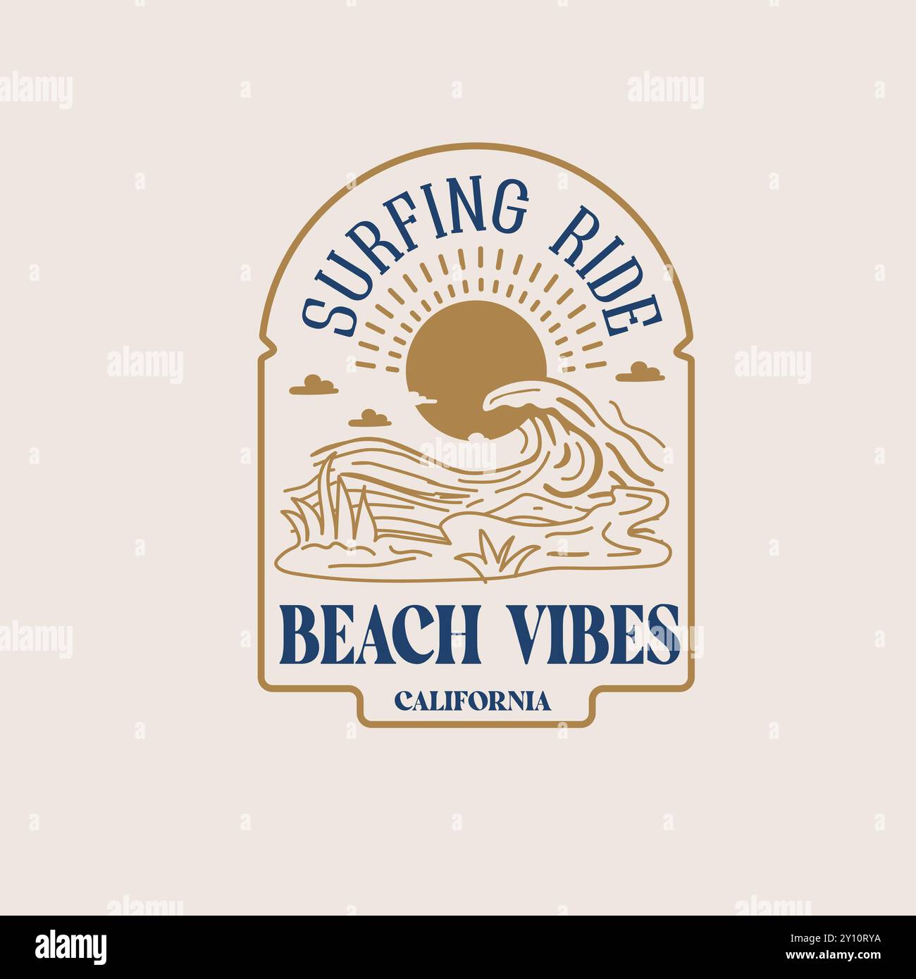 Surfing Ride beach vibes california retro vintage typography sticker ...