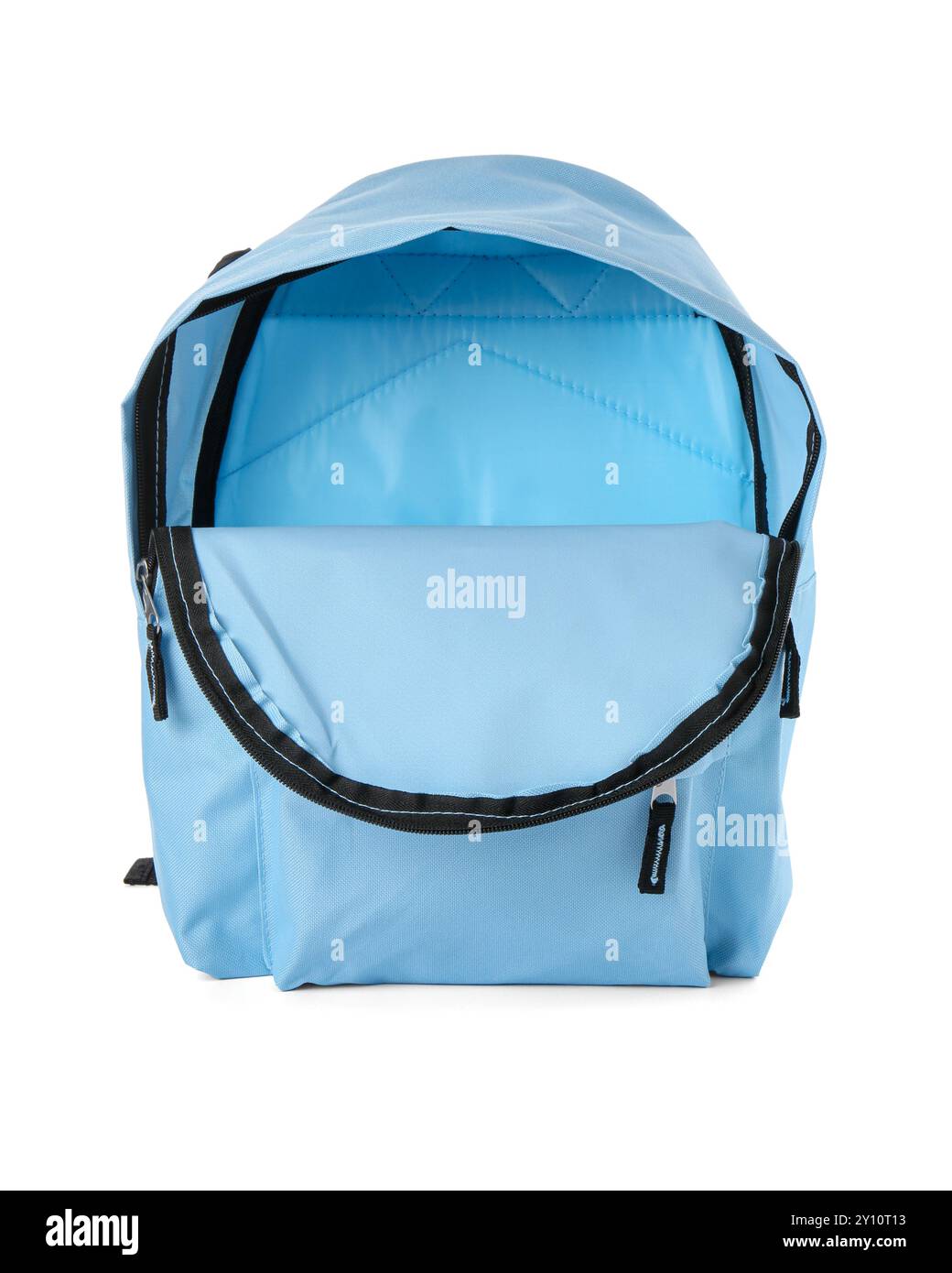 Stylish light blue backpack isolated on white Stock Photo - Alamy
