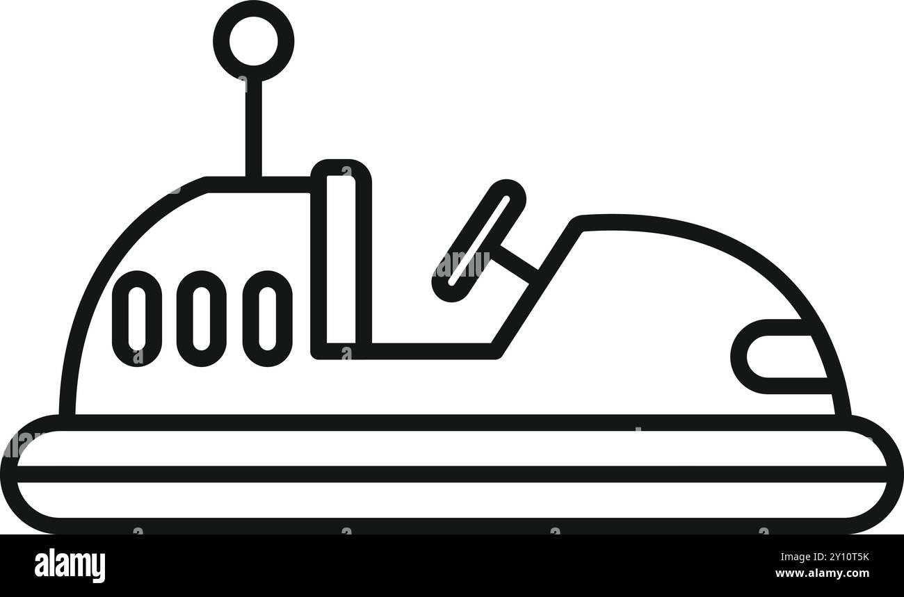 Simple line drawing of an electric bumper car, a classic amusement park ...