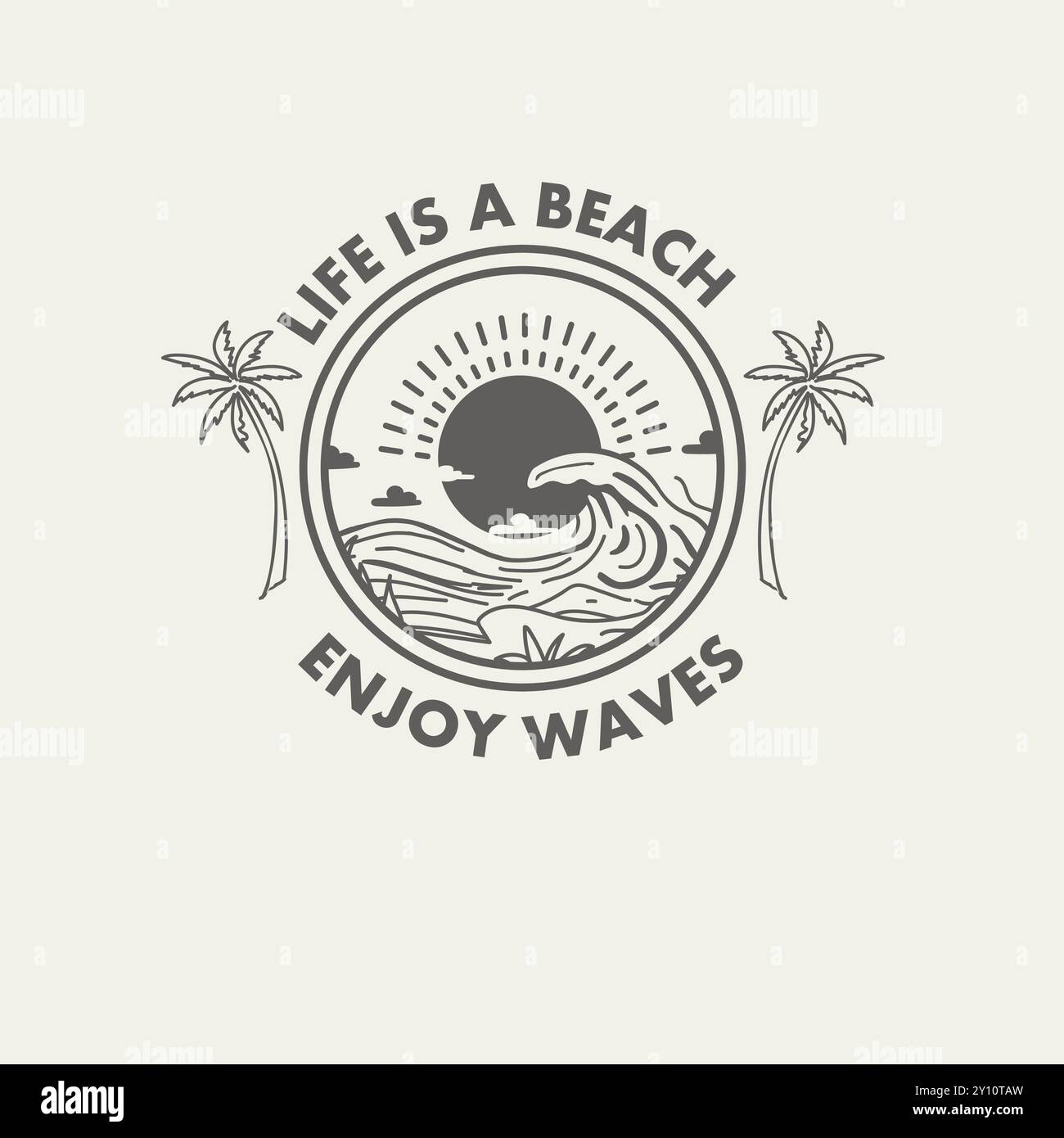 Life is a beach enjoy the beach typography retro vintage summer waves ...
