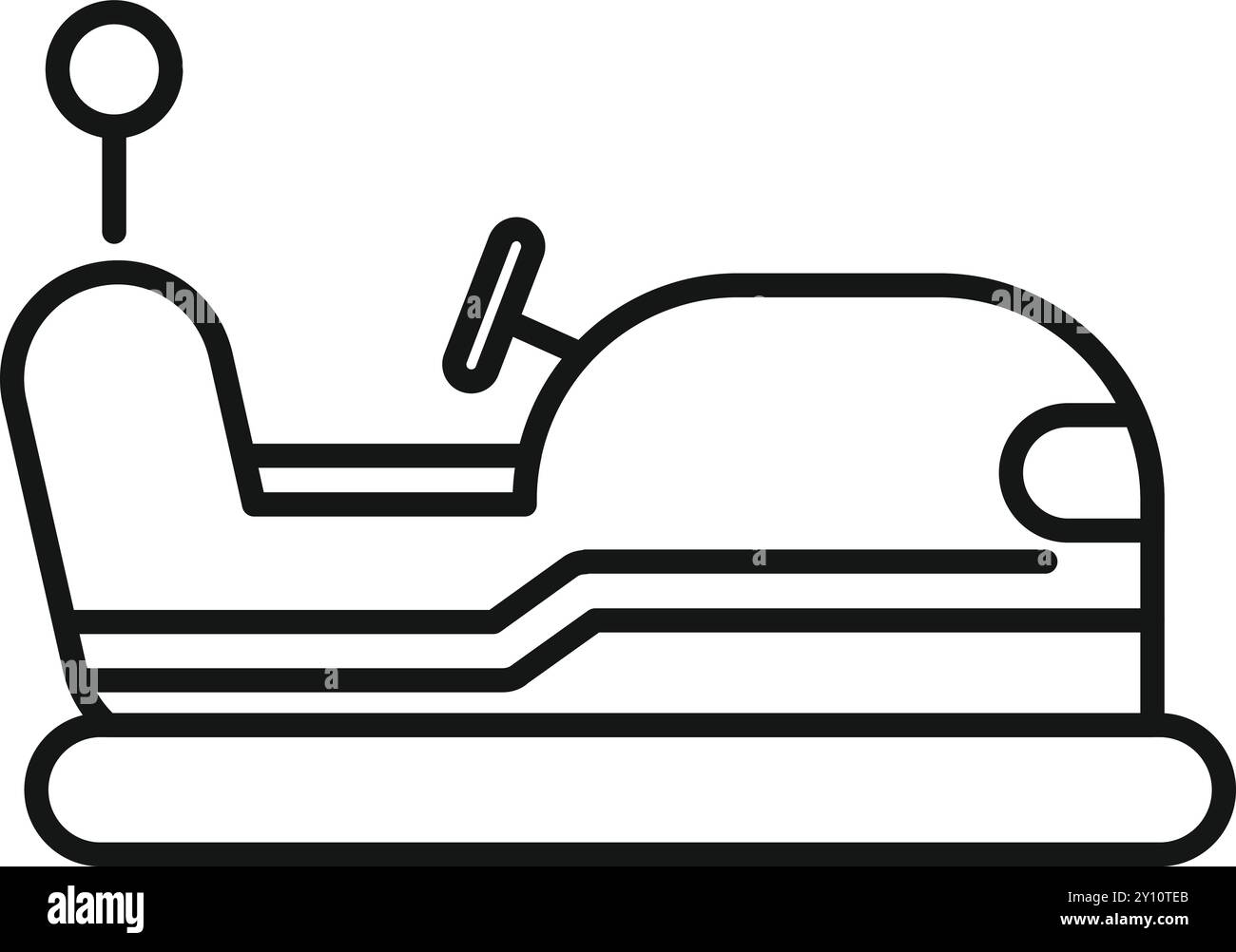 Simple line icon of a bumper car, evoking funfair attractions and ...