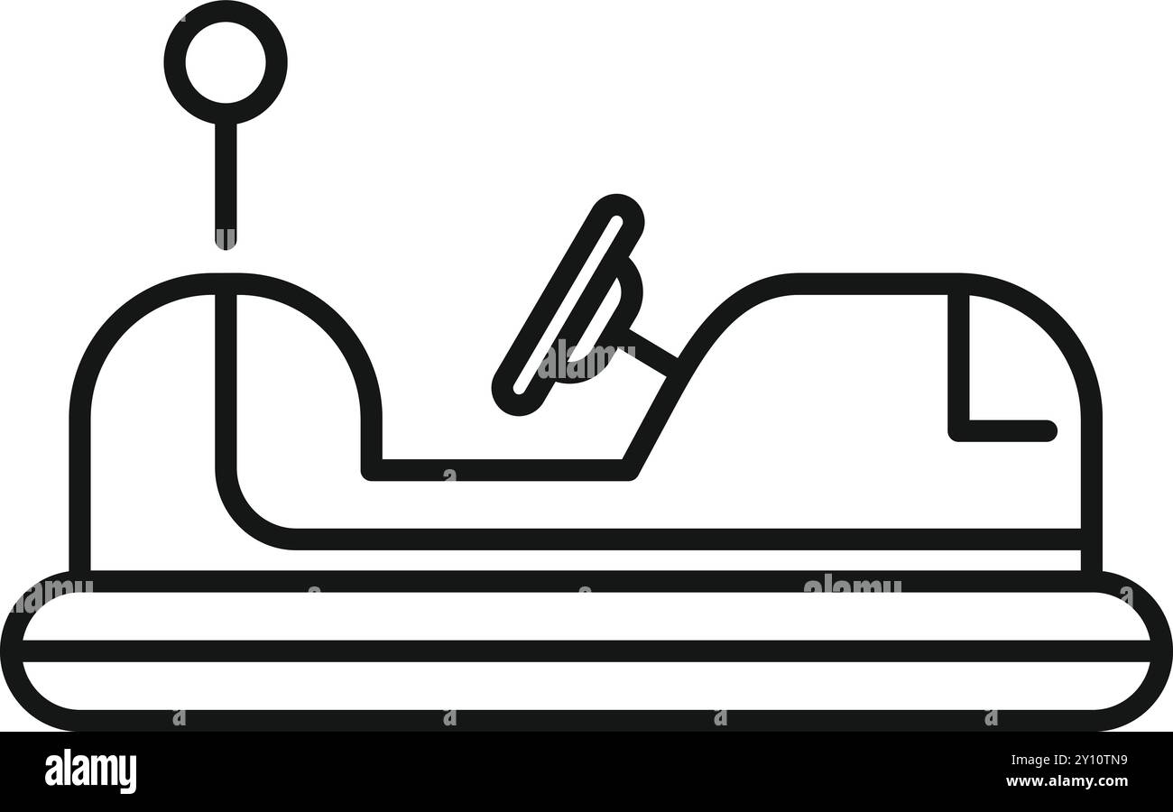 Simple line drawing of a bumper car representing amusement parks and ...