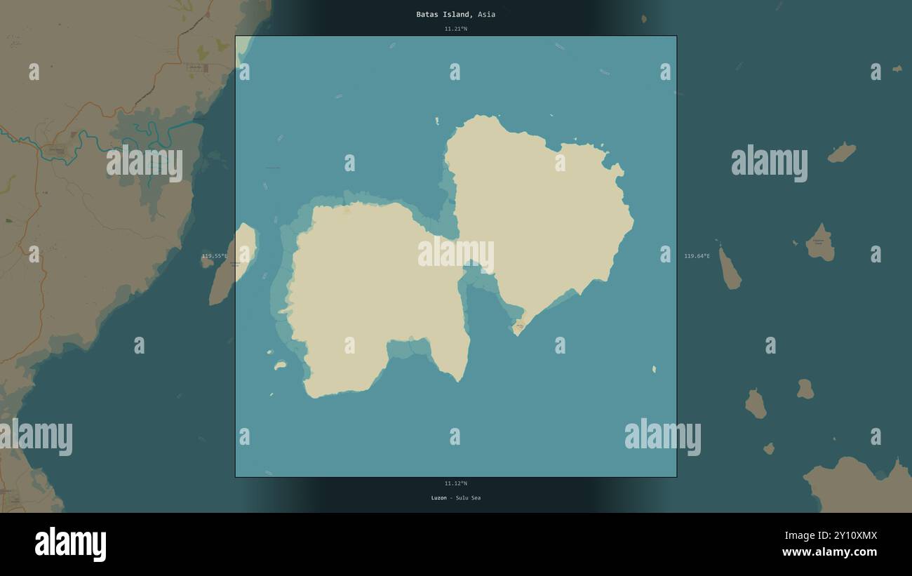 Batas Island in the Sulu Sea, belonging to Philippines, described and highlighted on a ...