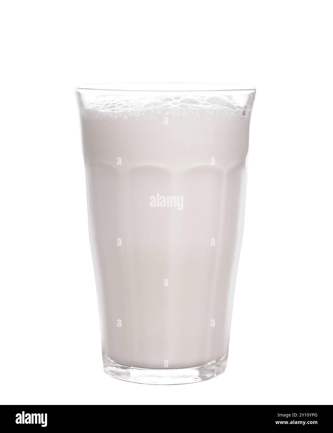 A tall glass of milk with frothy bubbles isolated on white Stock Photo ...