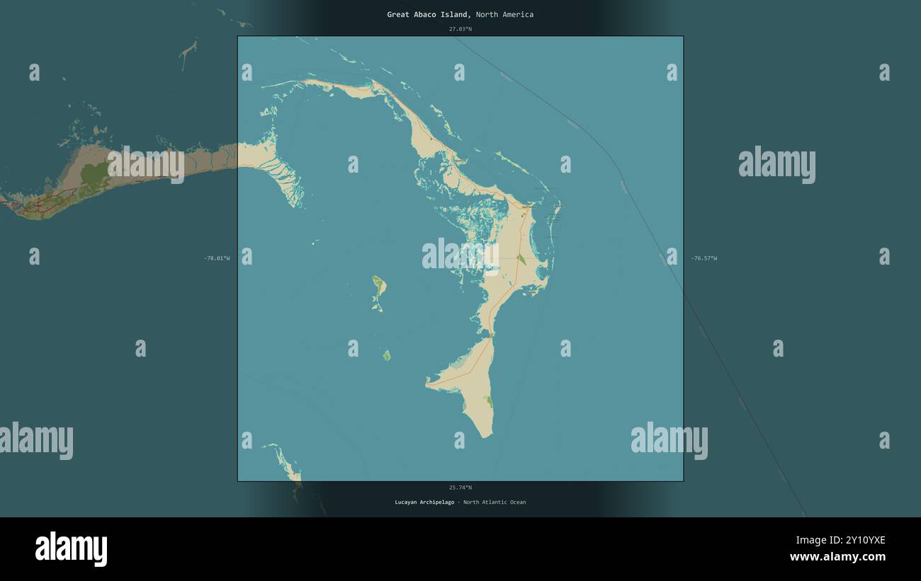 Great Abaco Island in the North Atlantic Ocean, belonging to Bahamas, described and highlighted ...