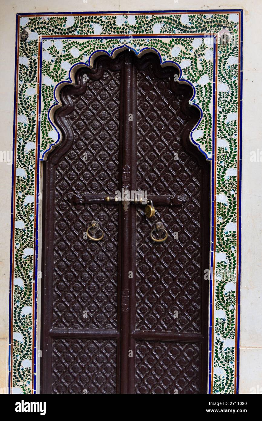 historical palace artistic door design at morning from different angle ...