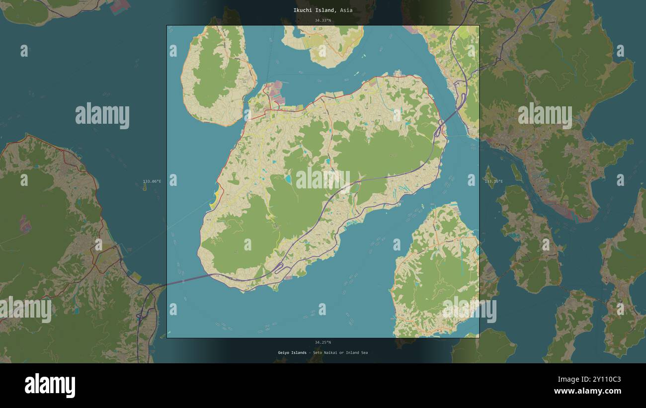 Ikuchi Island in the Seto Naikai or Inland Sea, belonging to Japan, described and highlighted on ...