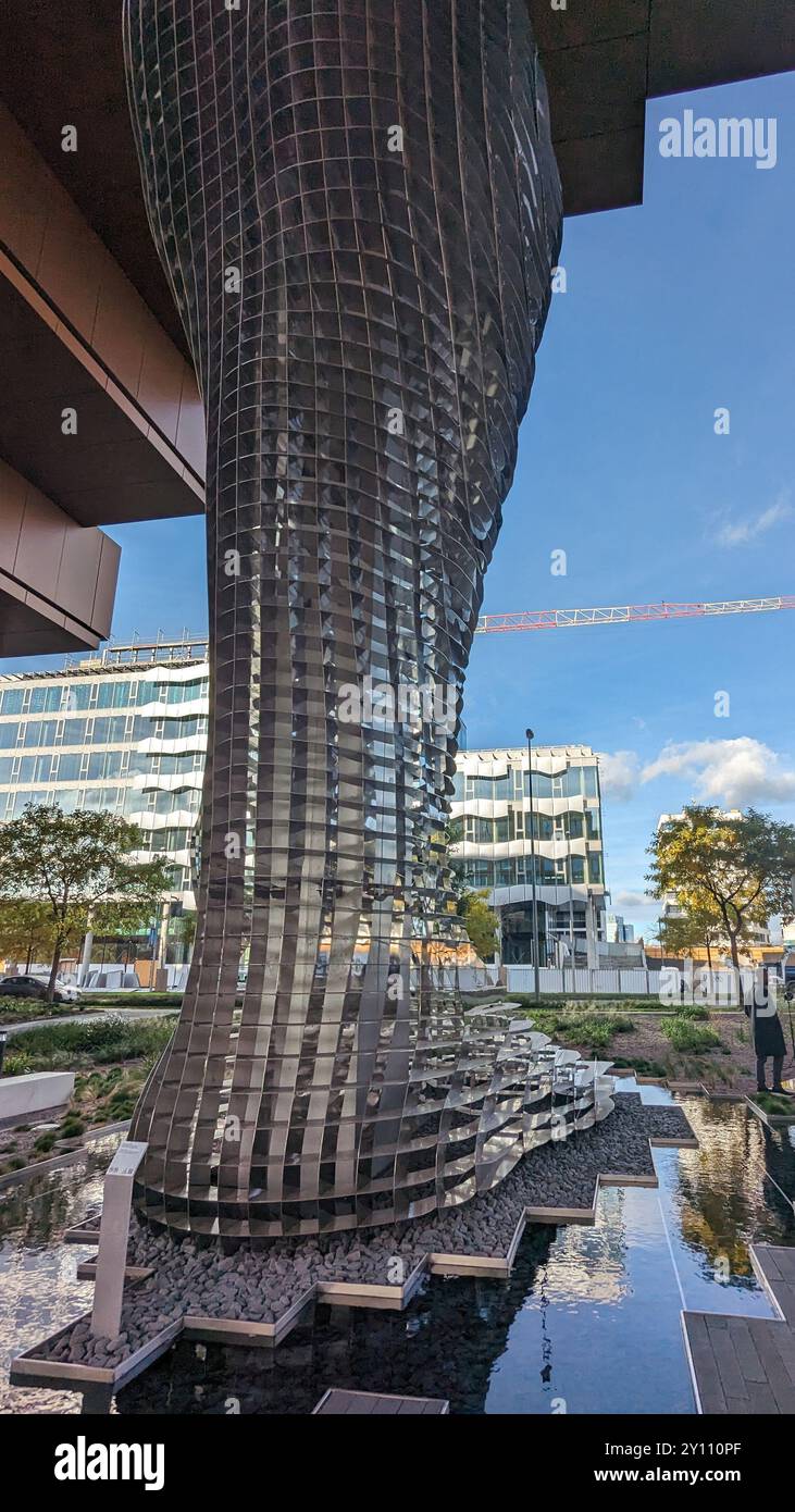 Amsterdam, Netherlands - March 15, 2024: Modern sculptural tower with ...