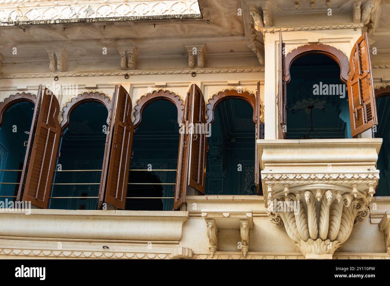 historical palace artistic exterior window design at morning from ...