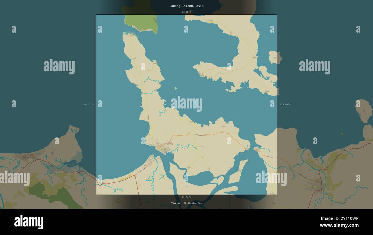 Laoang Island in the Philippine Sea, belonging to Philippines, described and highlighted on a ...