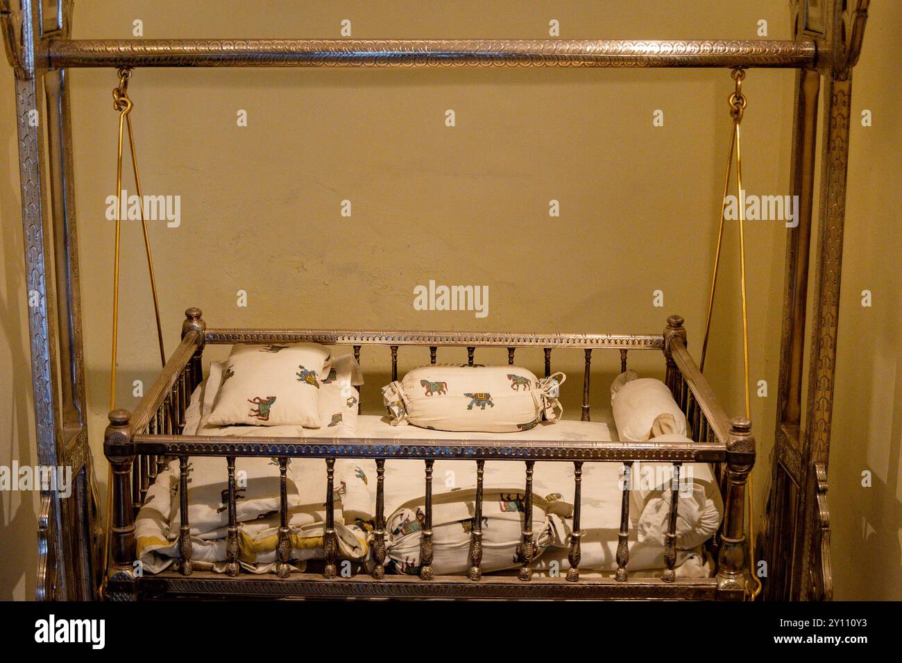 silver cradle for royal family at indoor Stock Photo - Alamy