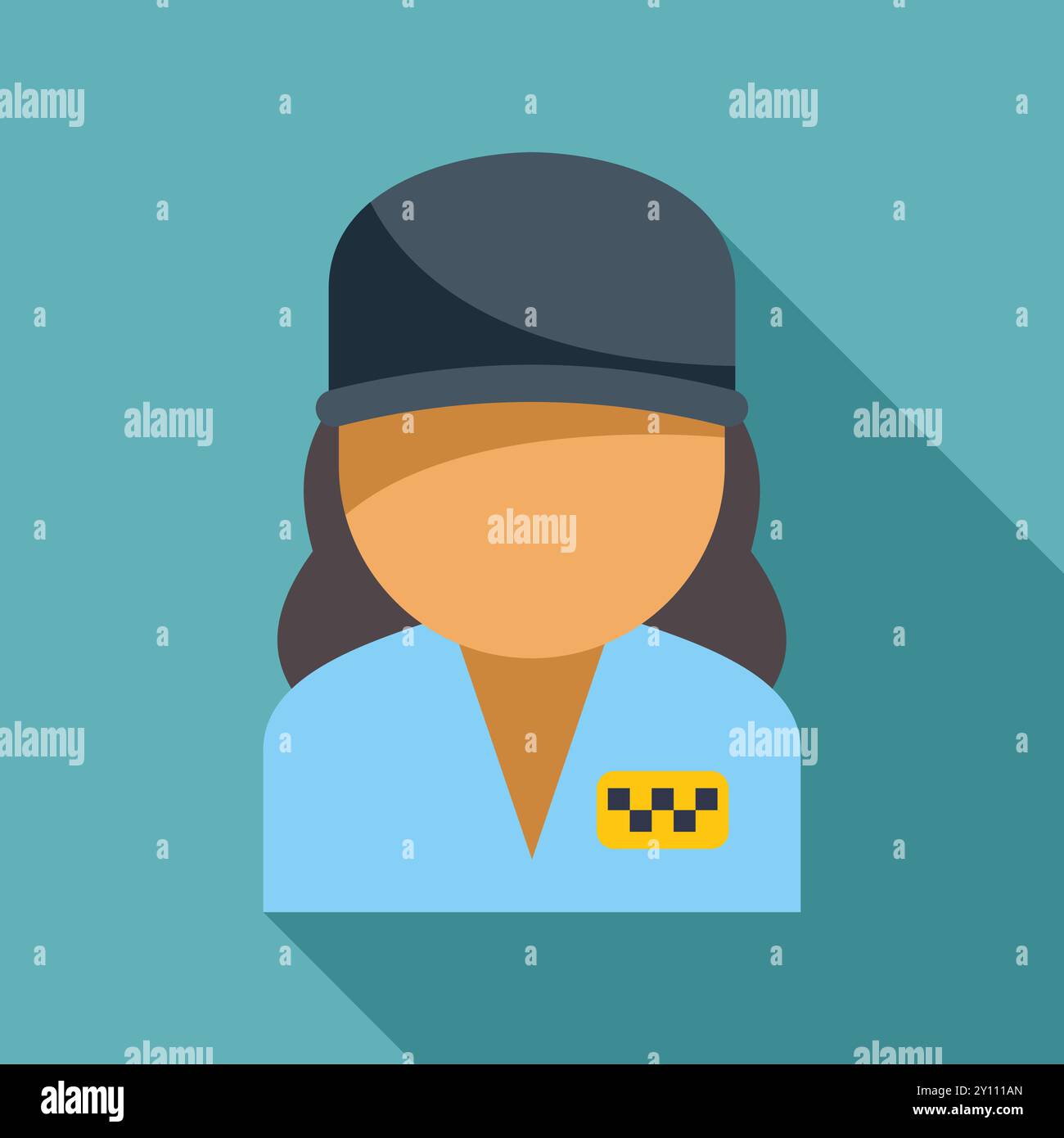 Flat style vector illustration of a female taxi driver wearing a ...