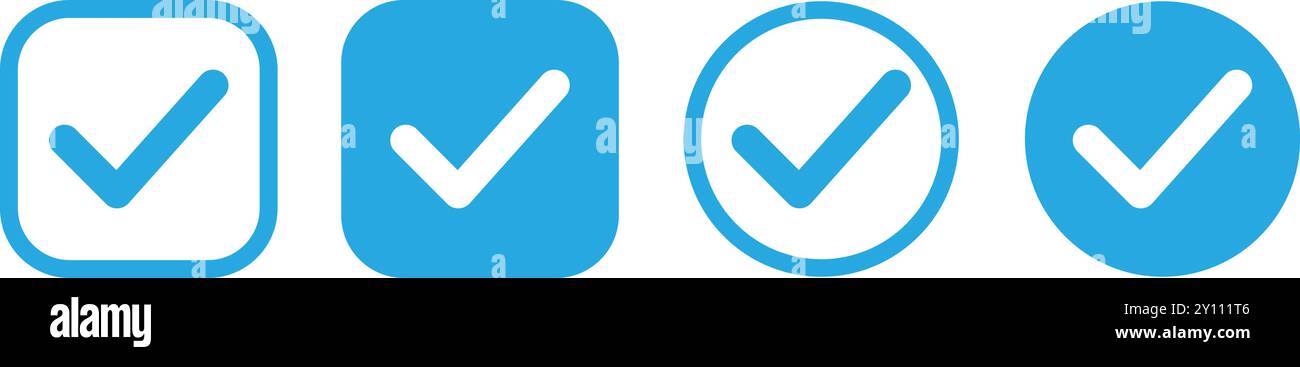 Blue Verification Checkmark Icon Badge Set, Blue Verification Vector Icon Set Stock Vector Image ...