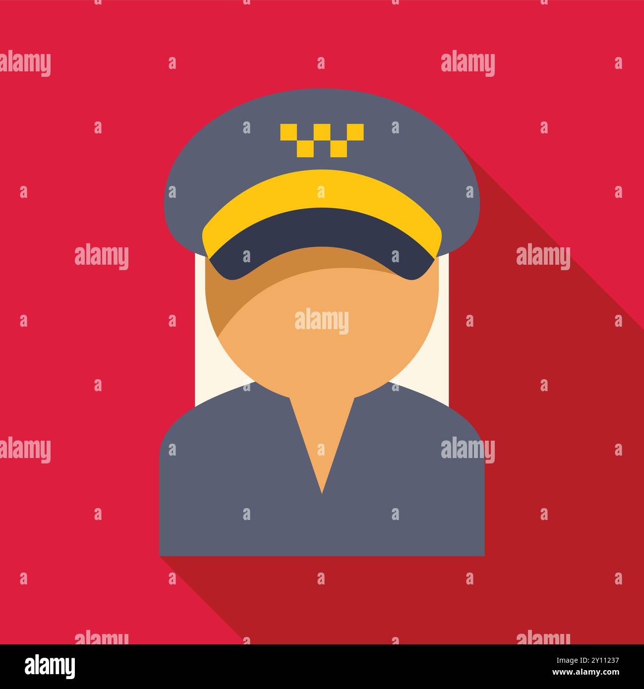 Faceless taxi driver wearing a uniform and a checkered cap, standing in ...