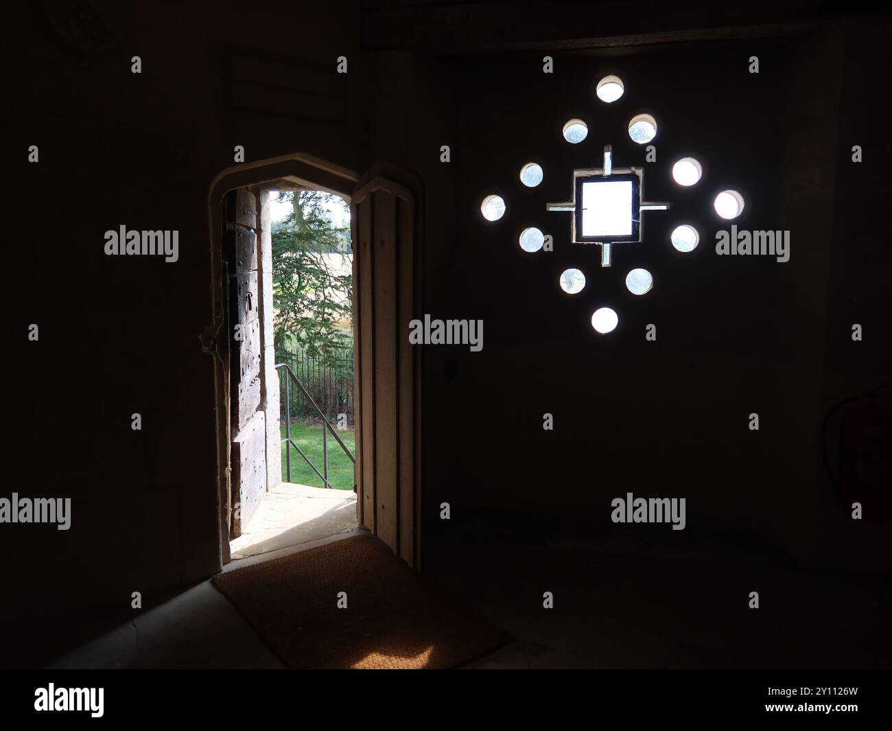 Inside Rushton Triangular Lodge, a striking pattern of light is created ...