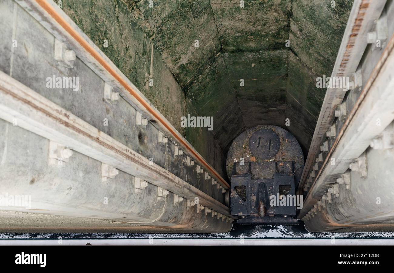 Inside View of Ship Lock Chamber with Rusty Mechanisms Stock Photo - Alamy