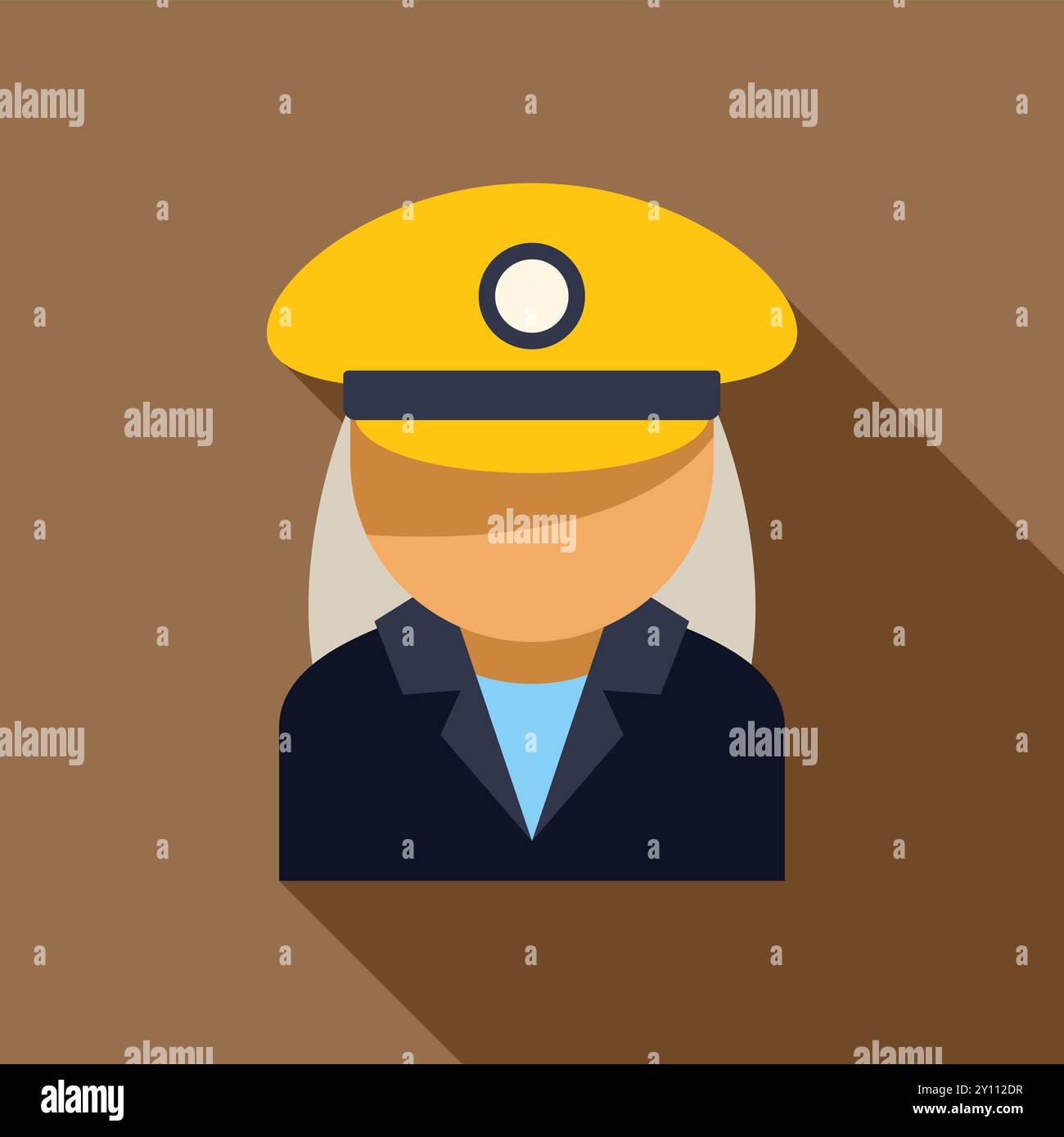 Flat design vector icon of a female miner wearing a uniform and hard ...