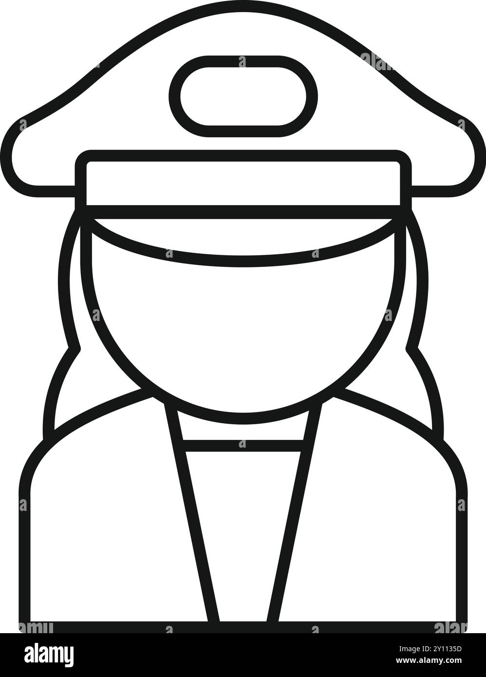 Line art icon of a female captain wearing her uniform hat Stock Vector ...