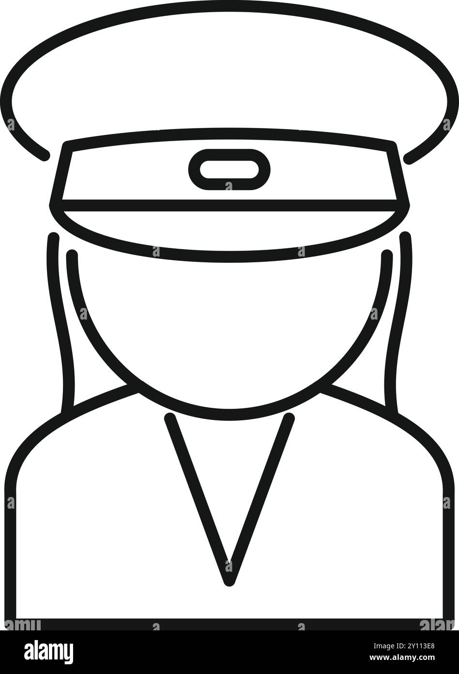 Simple line icon representing a female police officer wearing a ...