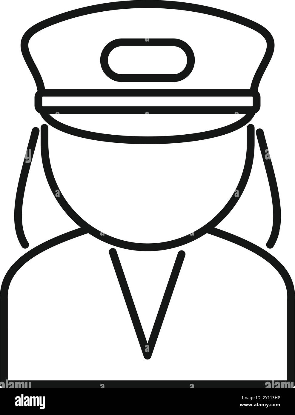 Simple line art icon of a female officer wearing a uniform cap Stock ...