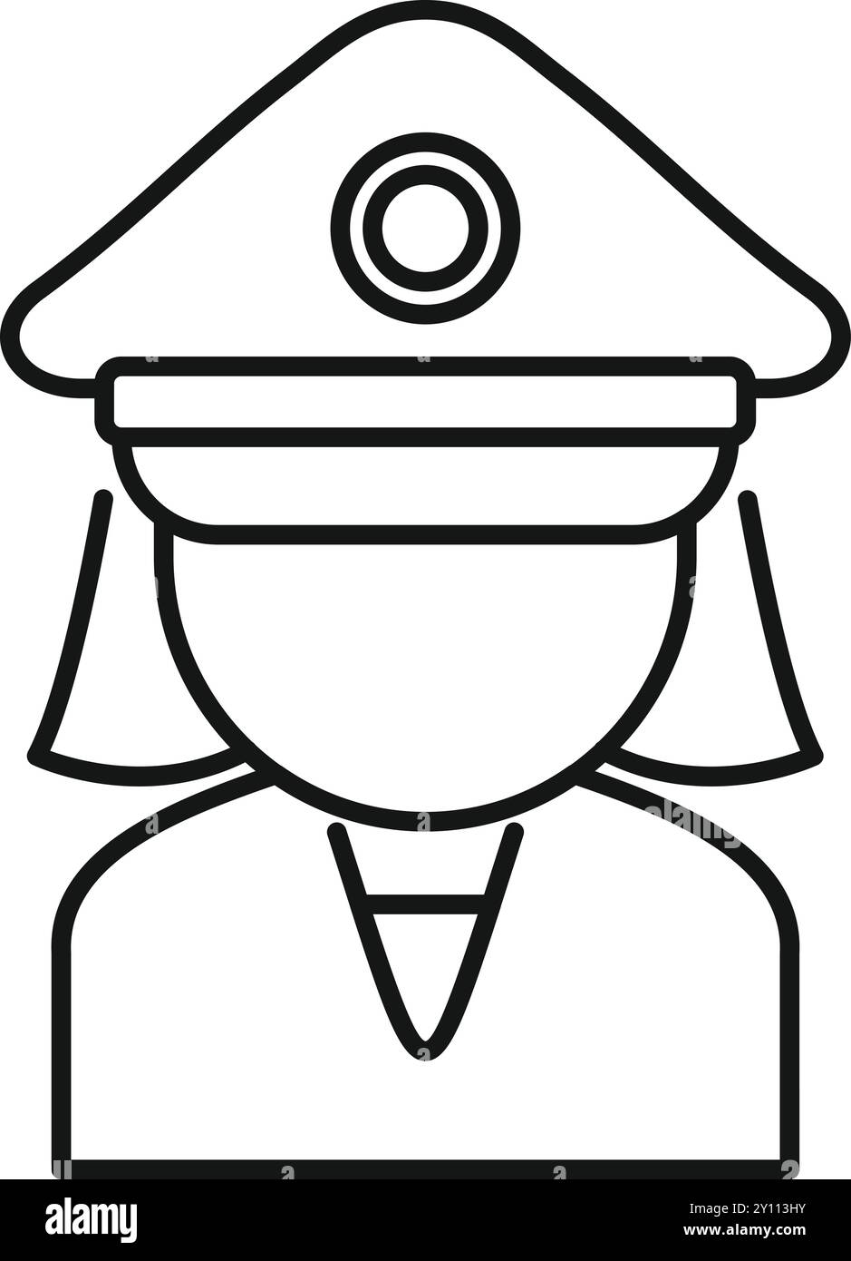 Line drawing of a female police officer wearing a hat with a badge ...