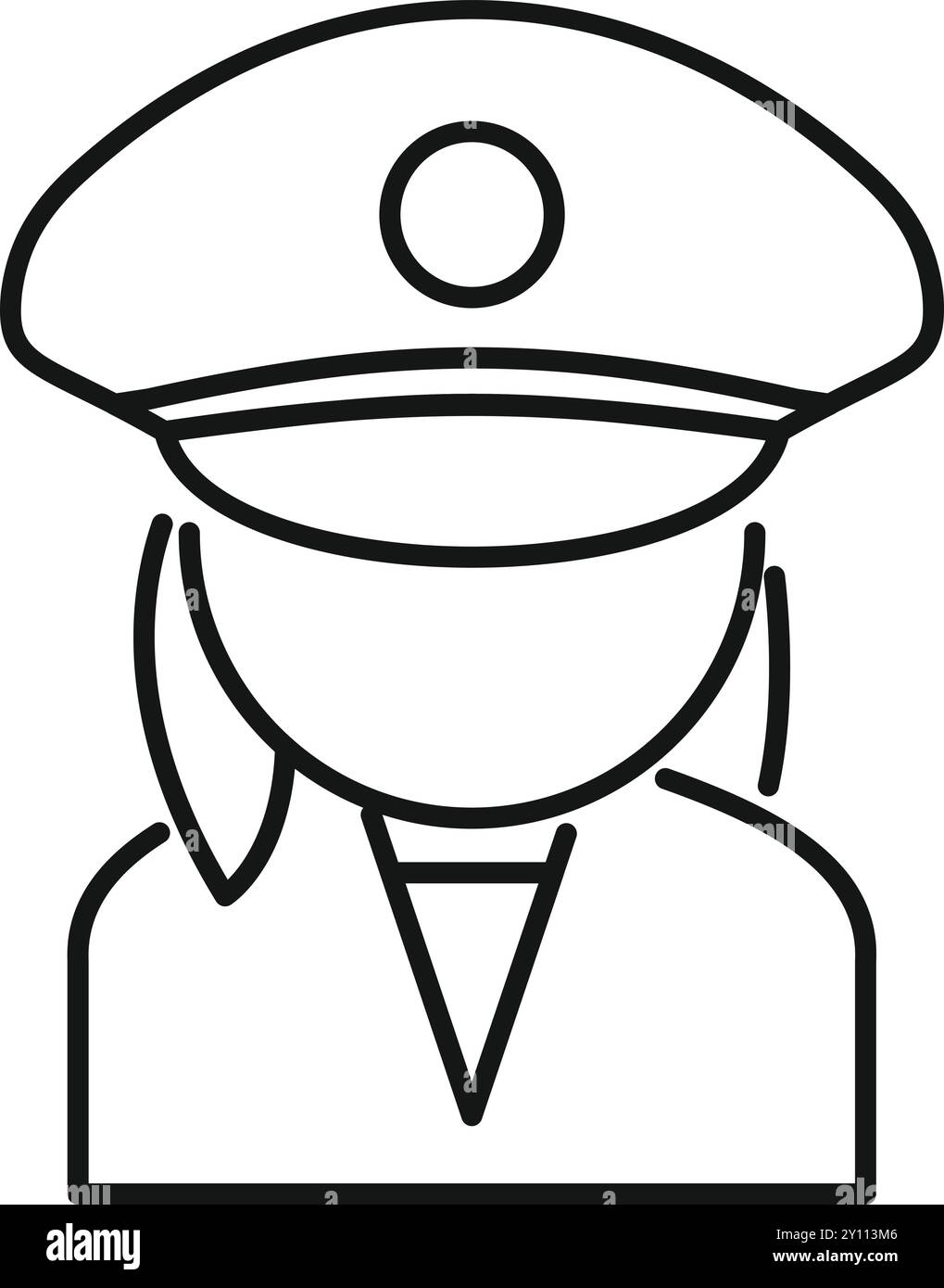 Simple black and white line drawing of a female police officer avatar ...