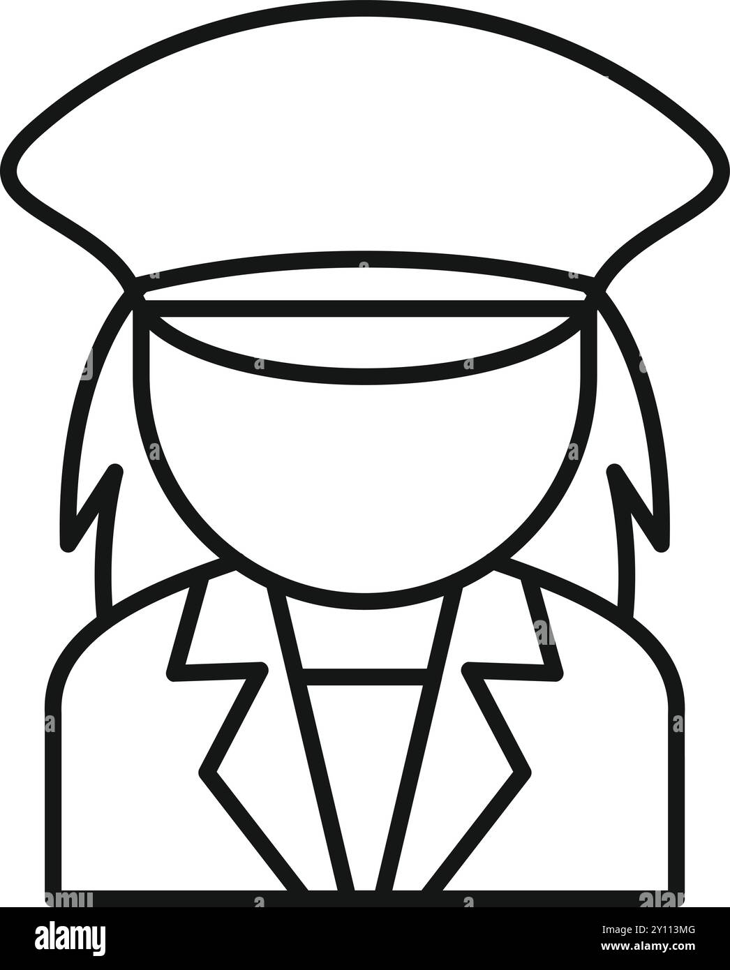 Simple line drawing of a female police officer wearing a uniform and ...