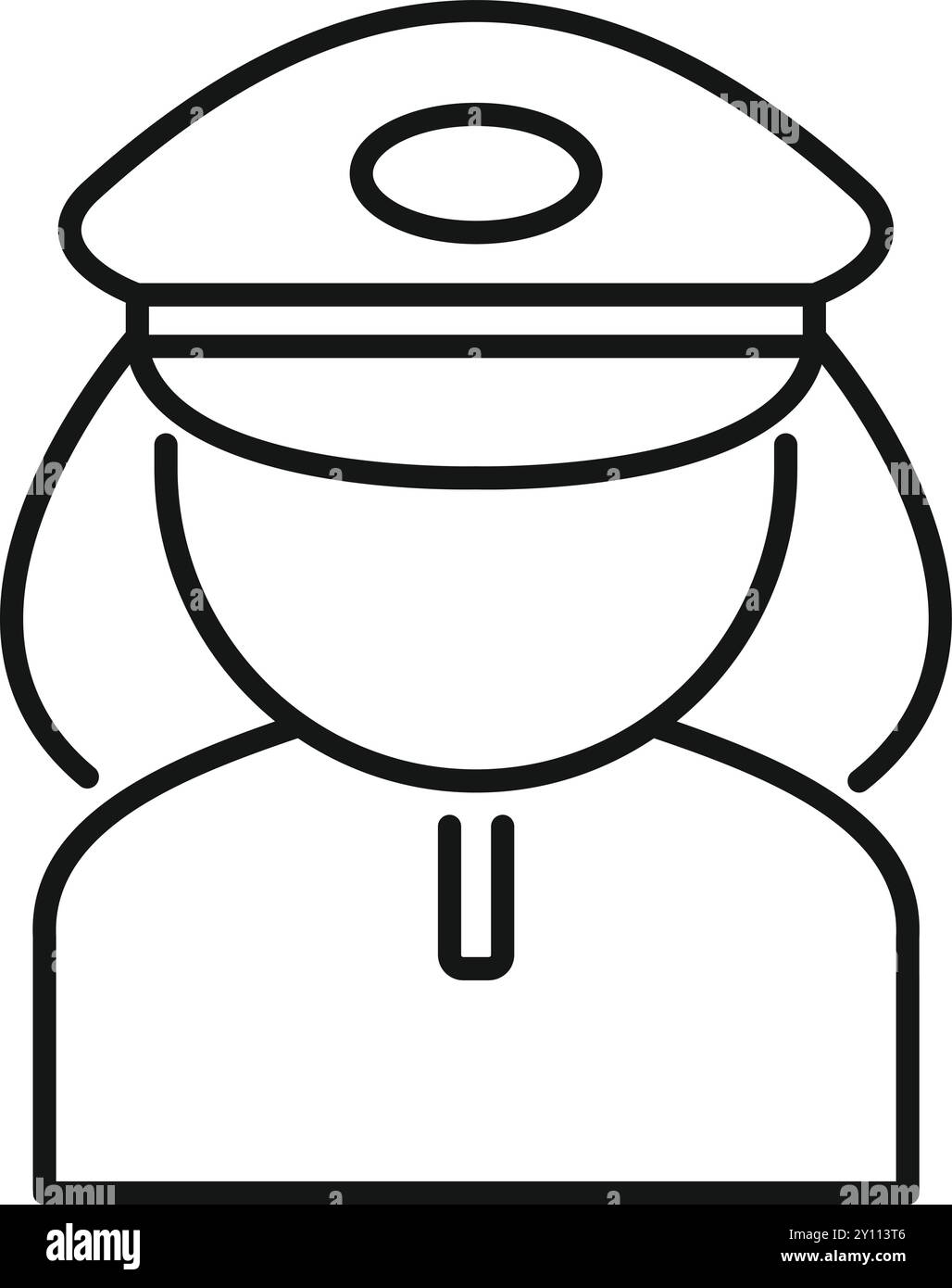 Simple black and white vector illustration of a female pilot wearing a ...