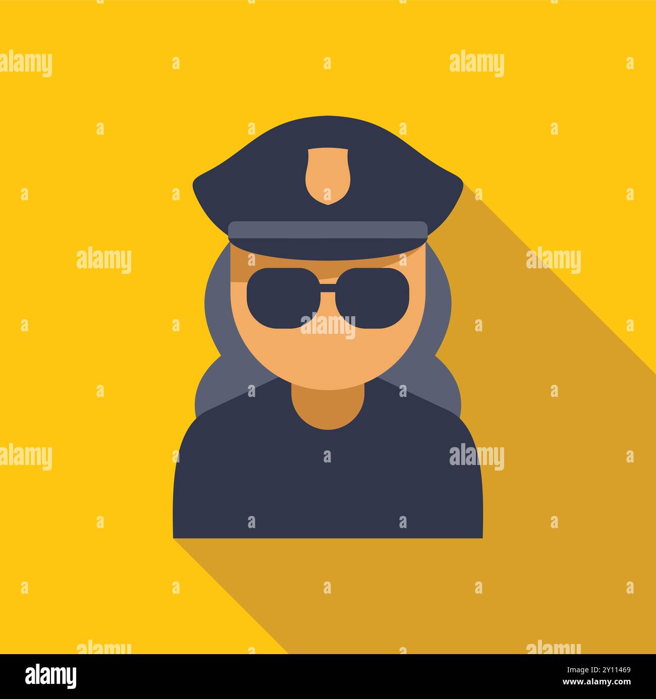 Simple vector illustration of a female police officer with sunglasses ...