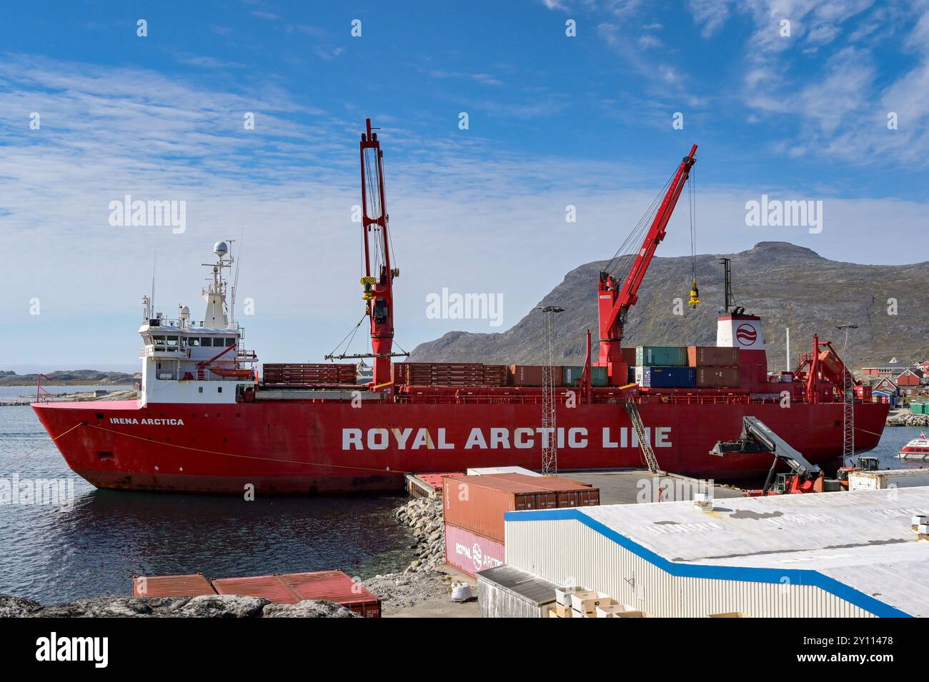 Nanortalik, Greenland - 27 August 2024: Cargo supply ship Irena Arctca ...