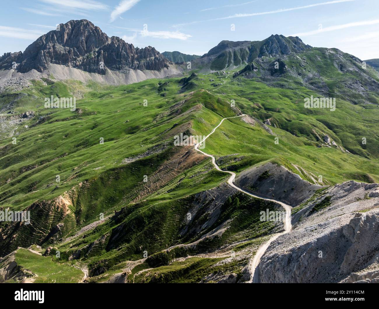 Aerial view of the Maira Stura ridge road Stock Photo - Alamy