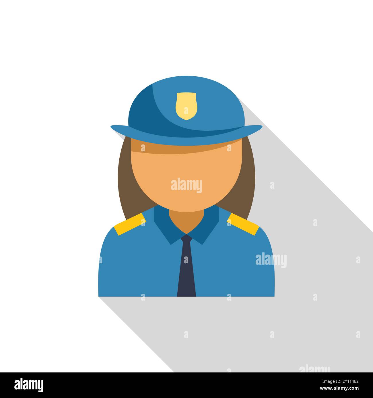 Flat design vector illustration of a female police officer wearing a ...