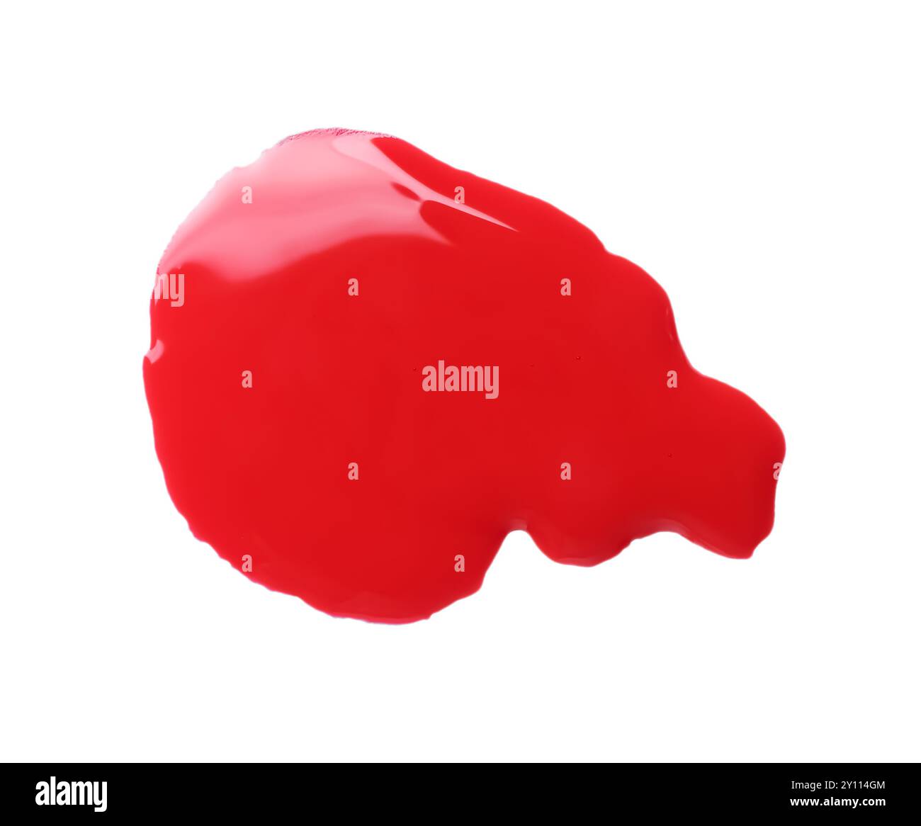 Blot of red printer ink isolated on white, top view Stock Photo - Alamy