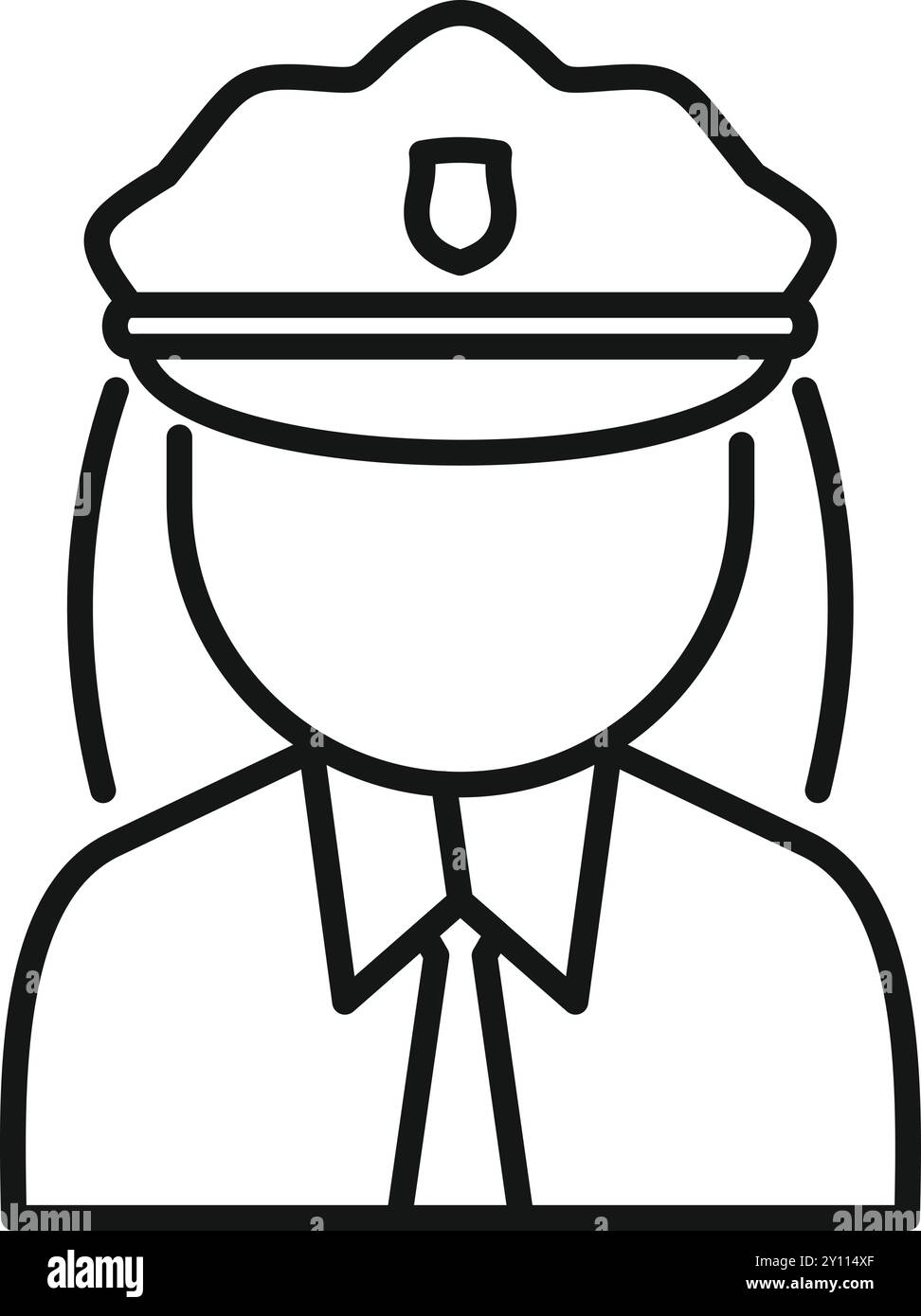 Simple line icon of a female police officer wearing a uniform and hat ...
