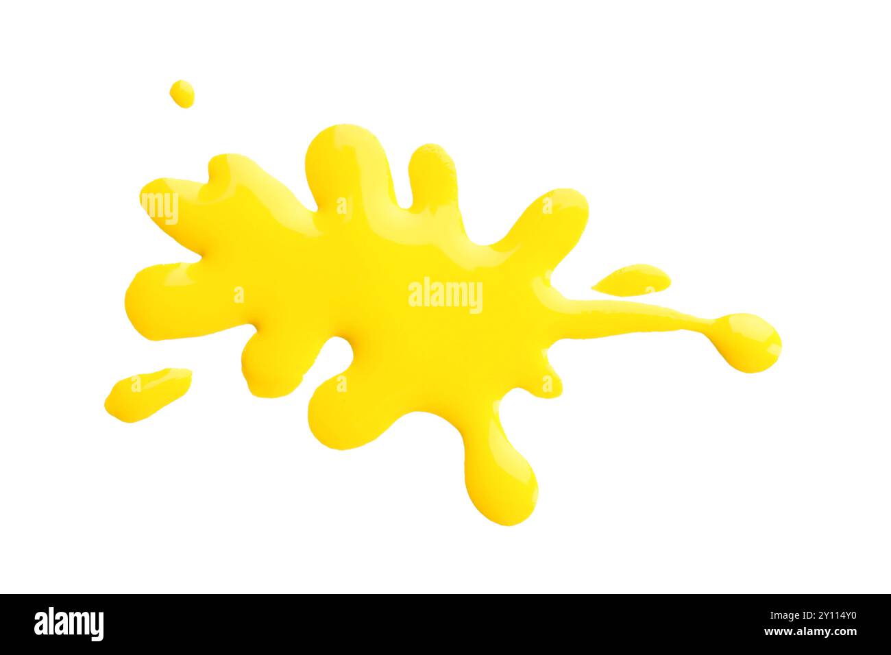 Blot of yellow printer ink isolated on white, top view Stock Photo - Alamy