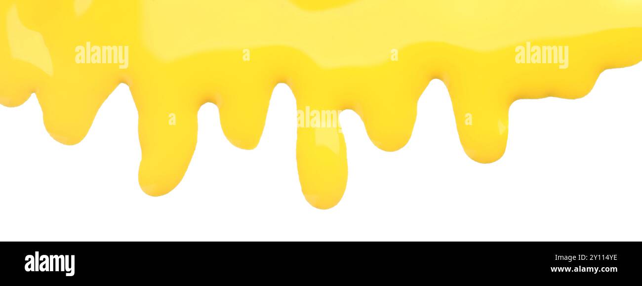 Sample of yellow printer ink isolated on white, top view Stock Photo ...